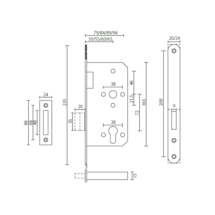 Mortise deadlock for communicating function/ML107203 - UNITY Hardware