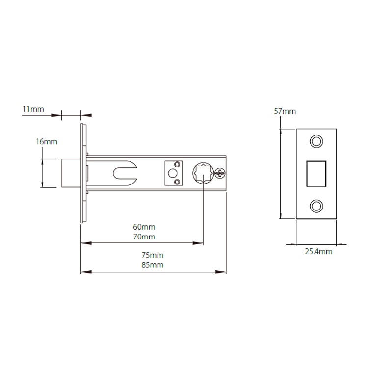 Tubular mortice latch RTL30 with 60/70mm backset for residetial use