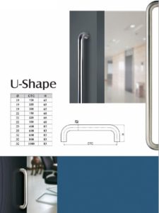 U shape door pull handle for commercial & residential doors