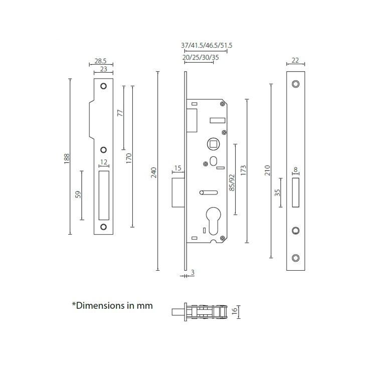 Narrow stile mortice deadlock and communicating deadlock