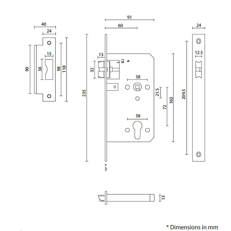 ANSI/BHMA Grade 1 mortise passage latch ML107202X, Factory Supply